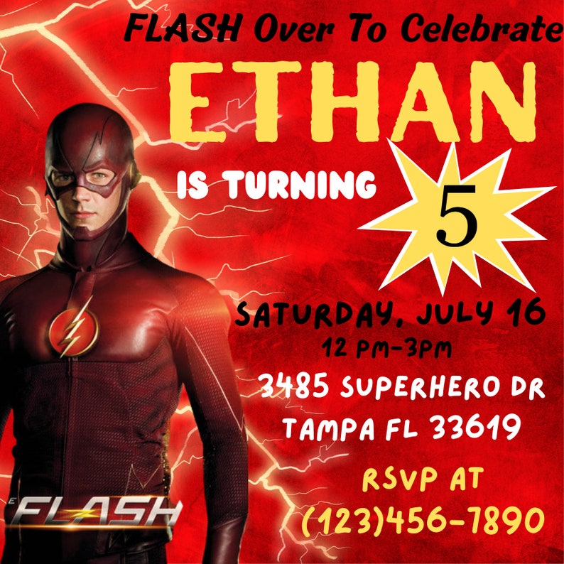 Flash Birthday Invitation Template, Editable Flash Birthday Party ...