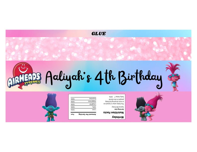 2oz Trolls Candy Wrapper Template, Candy Label Template, Trolls Party ...