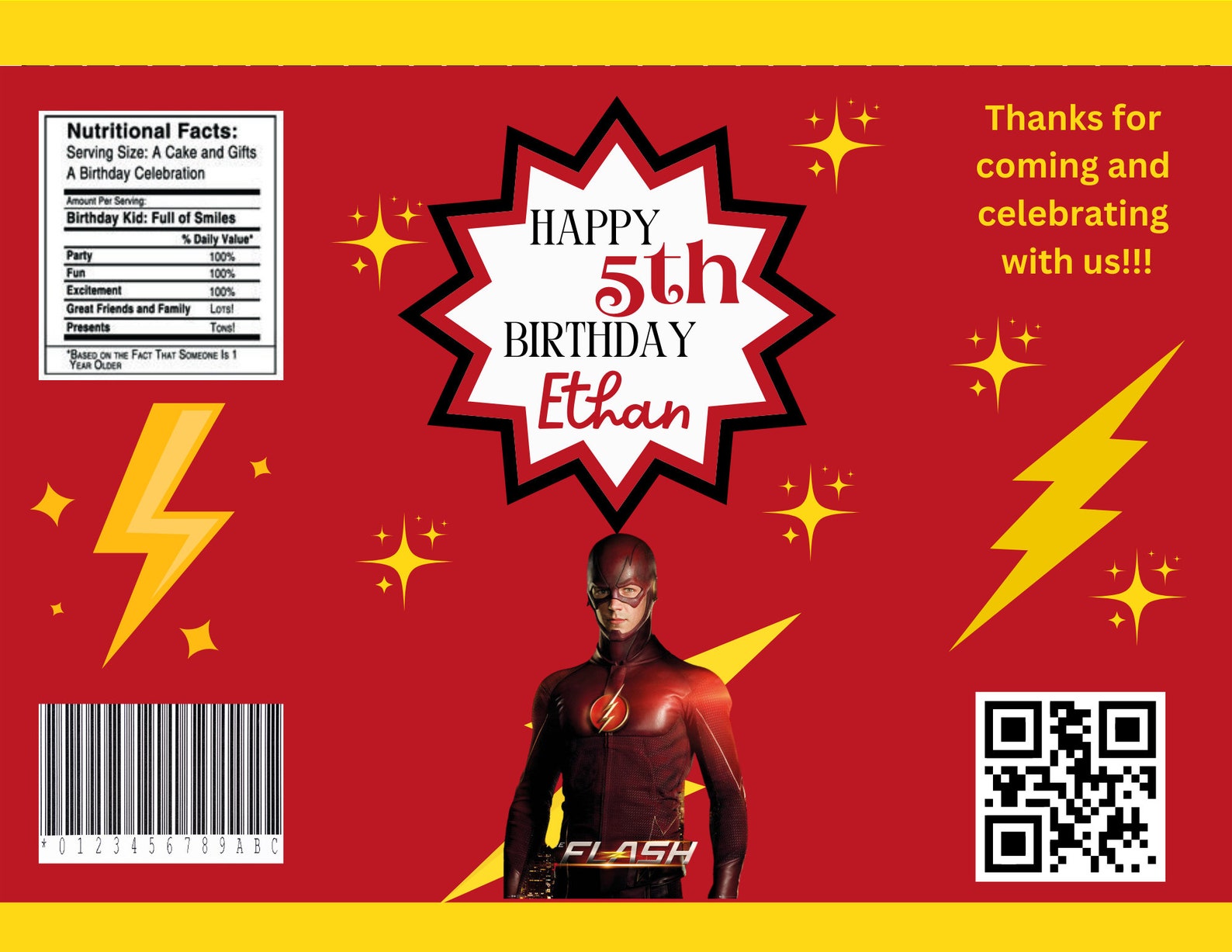 Flash Birthday Party Chip Bag Template, Kids Birthday Party Décor, Kids ...