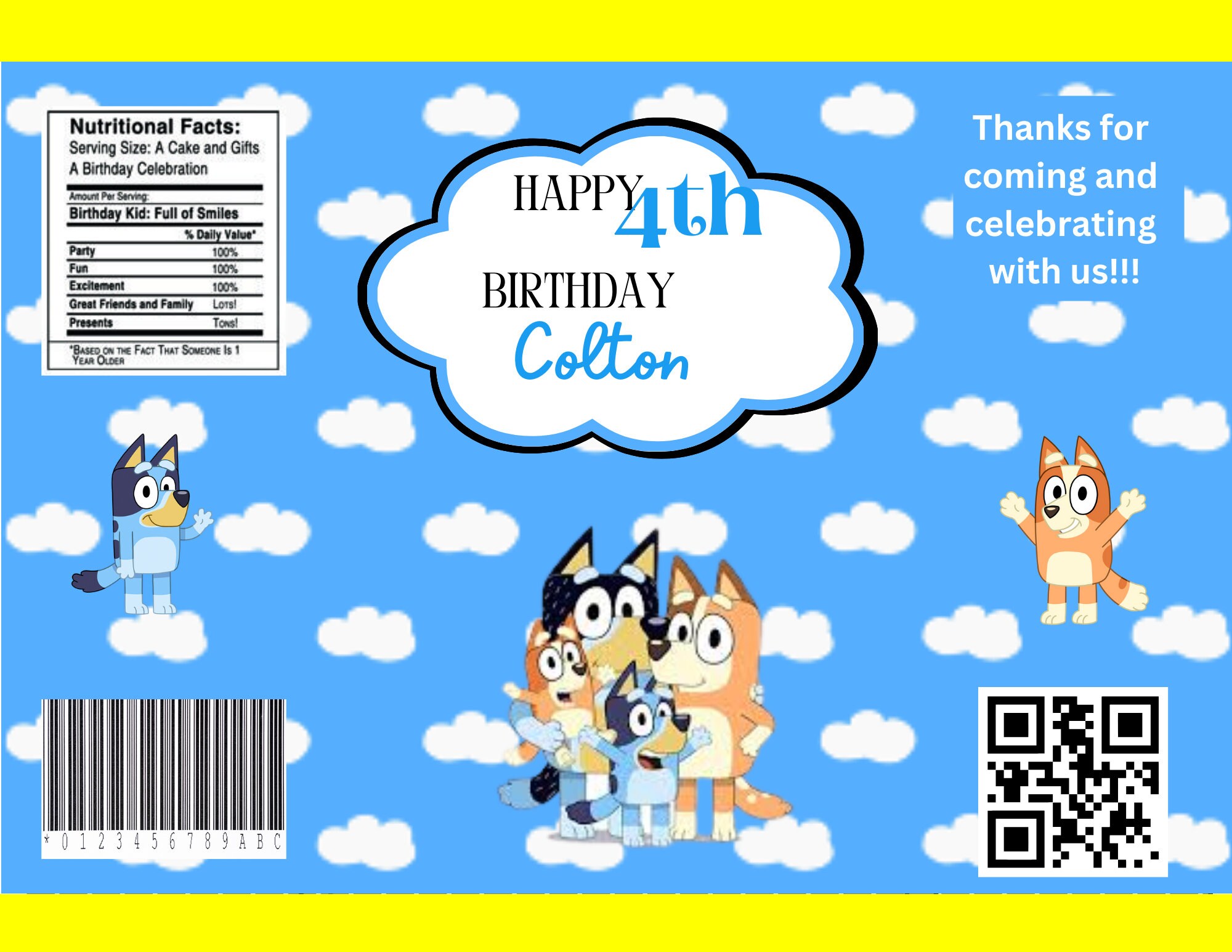 Bluey Birthday Chip Bag Template, Bluey, Chip Bag Template, Editable on ...