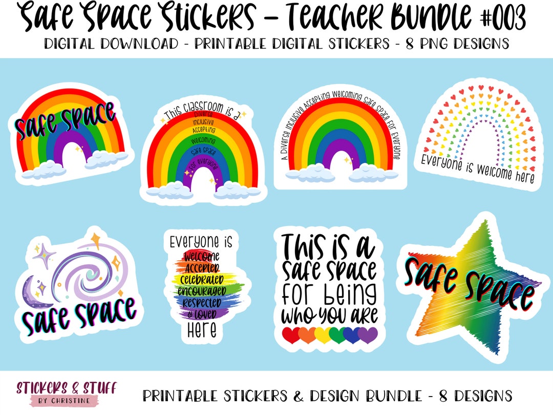 Safe Space Classroom PNG Digital Sticker and Design Bundle for Teachers ...