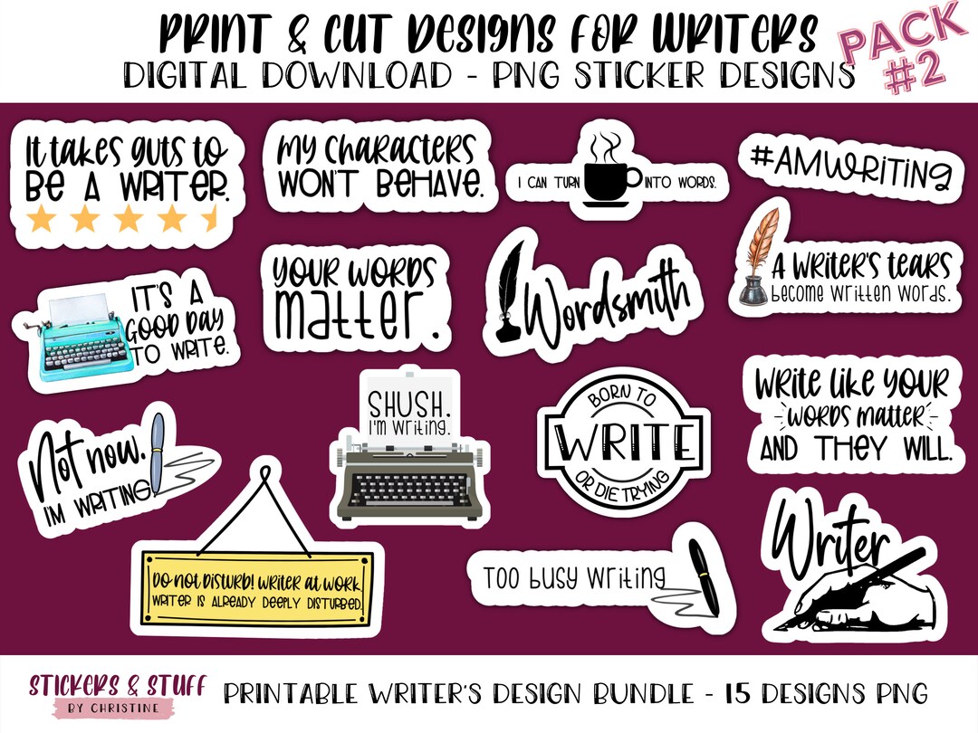 Printable Writing / Writer's Design Bundle Pack 2 PNG - Etsy