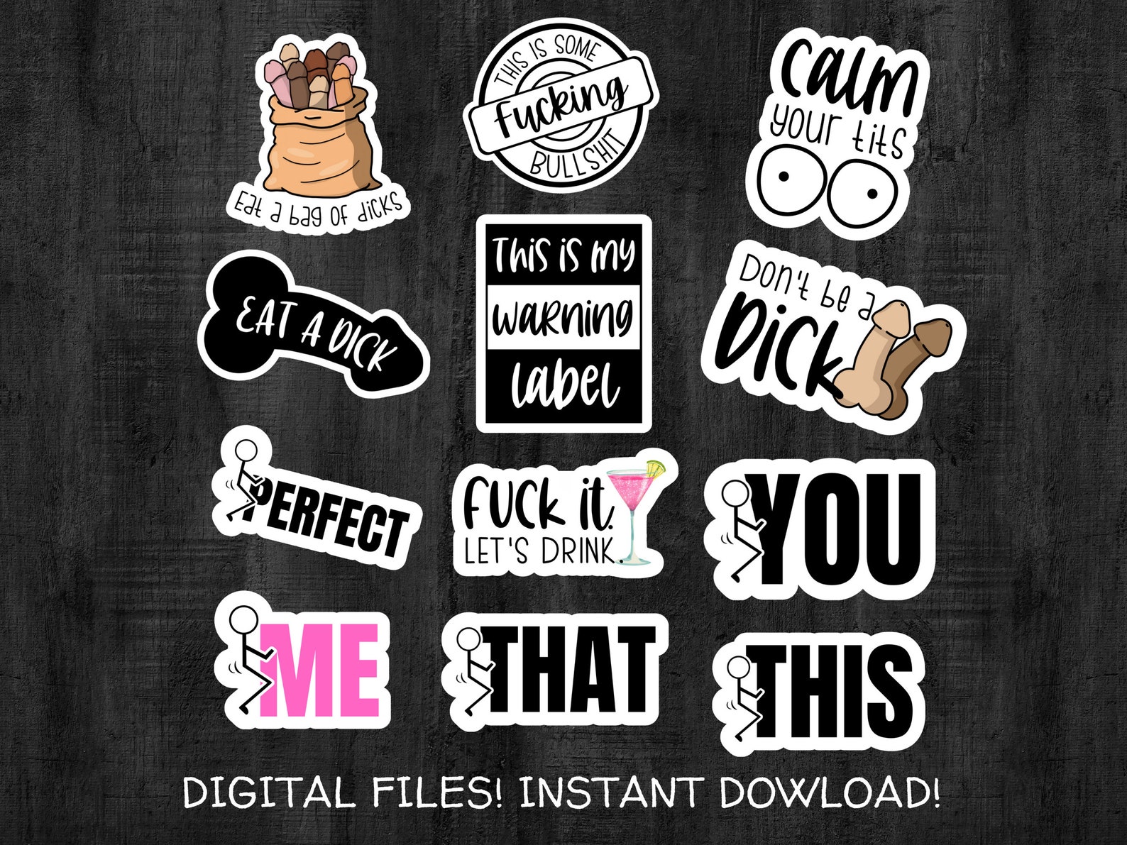 Adult Humor Swear Words PNG Design Bundle, Curse Word PNG Sticker and ...