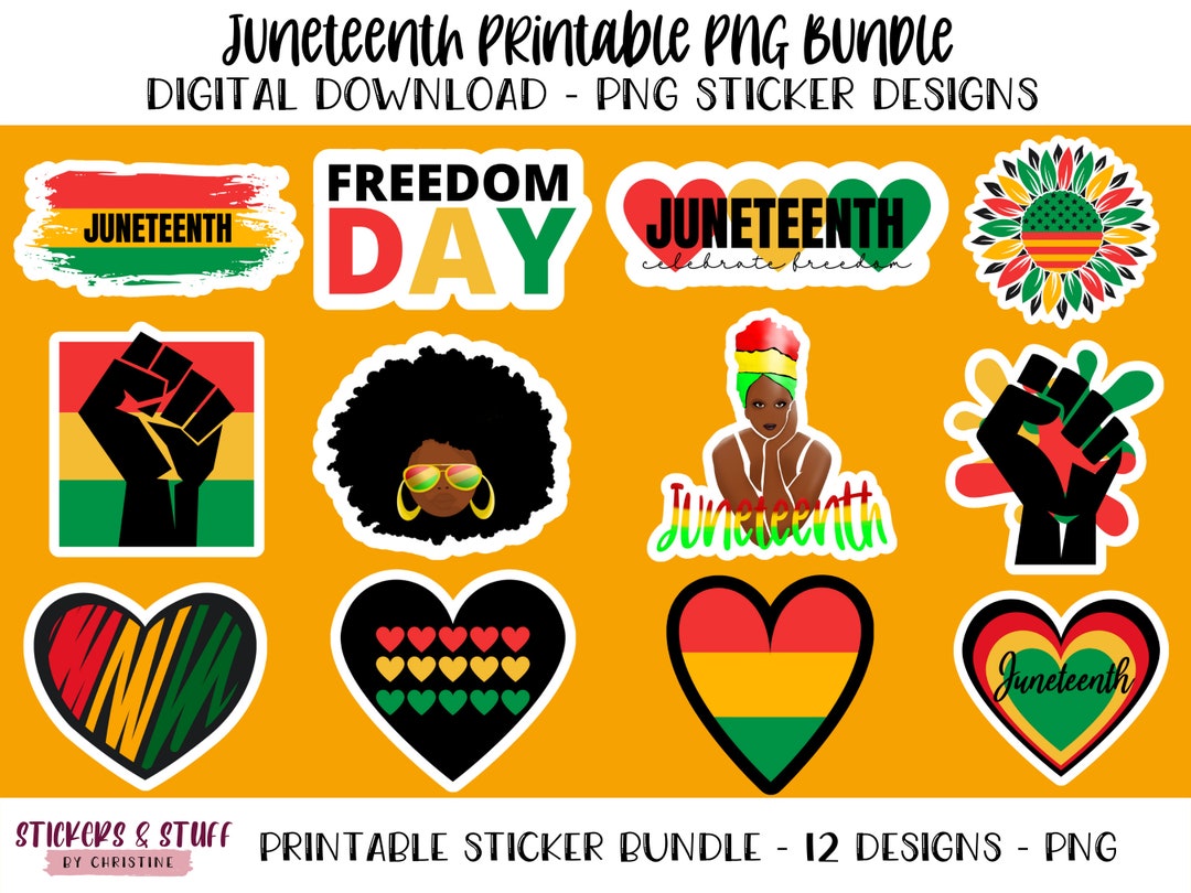Juneteenth Printable PNG Digital Download Sticker Bundle, Juneteenth ...