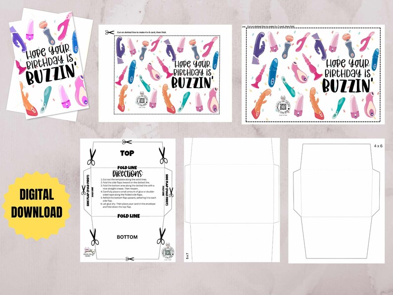 Printable Adult Birthday Card for Her: Buzzin' Design (digital Download ...