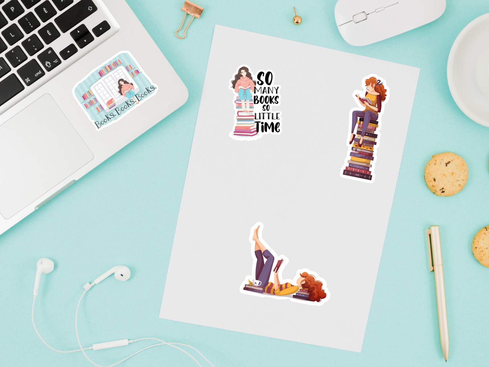 Printable Book Lover Stickers Pack 5 PNG Stickers for Print - Etsy
