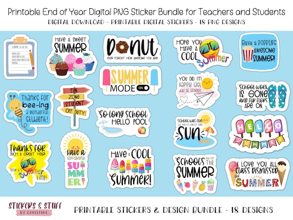 Printable End of Year Digital PNG Sticker Bundle Designs for - Etsy