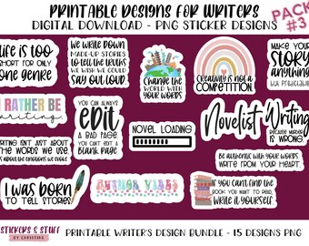 Printable Writing / Writer Stickers PNG Stickers for Print and | Etsy