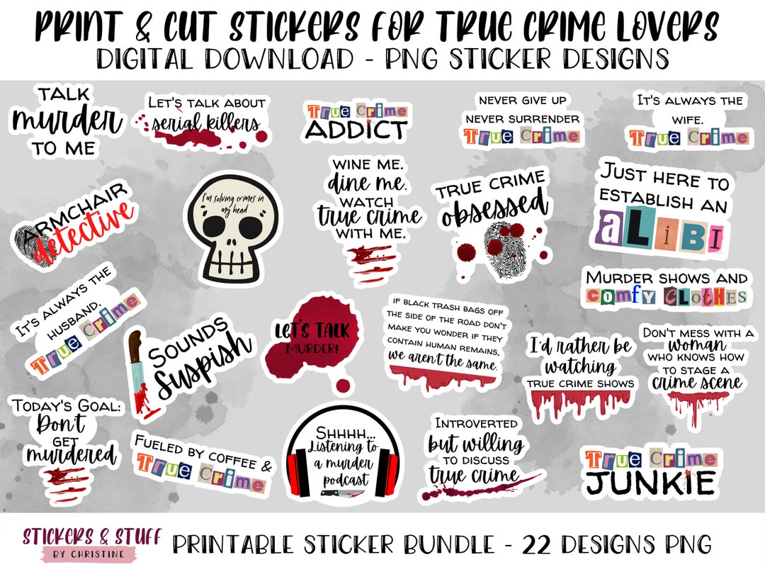 Printable PG True Crime Stickers Digital Download Print and - Etsy