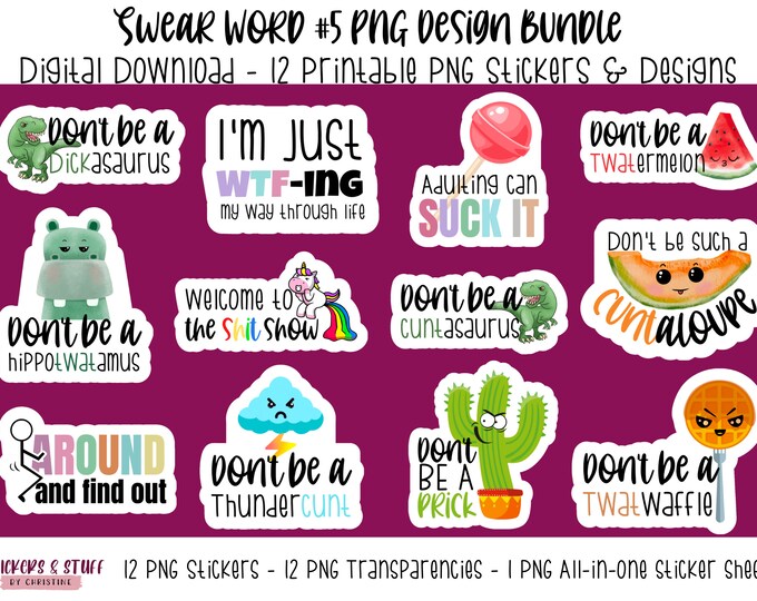 Printable PNG Stickers - Fun Adult Workplace Sticker Bundle - Digital ...