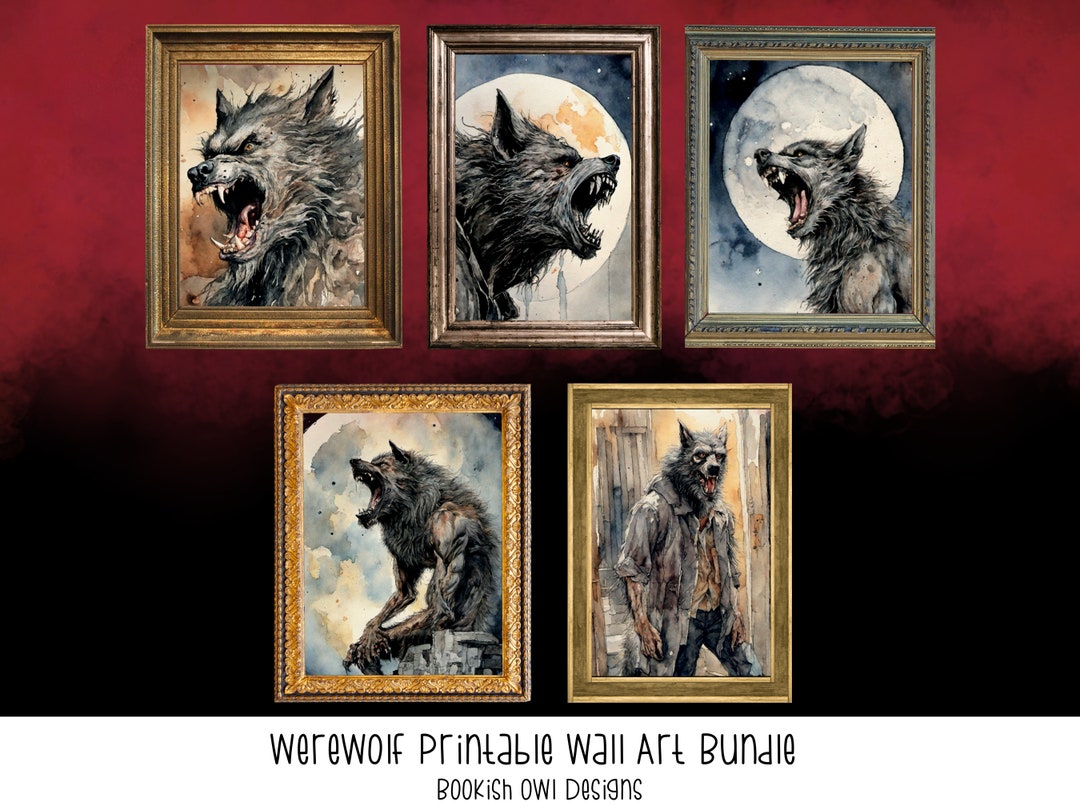 PRINTABLE Halloween Werewolf Wall Art Bundle, Halloween Decor, Werewolf ...