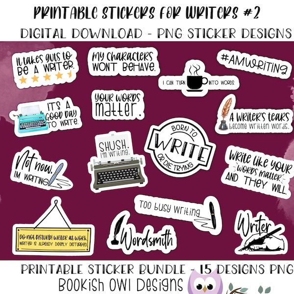 Writer Stickers - Etsy