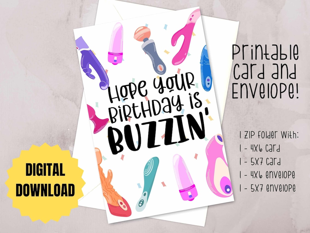 Printable Adult Birthday Card for Her: Buzzin' Design (digital Download ...