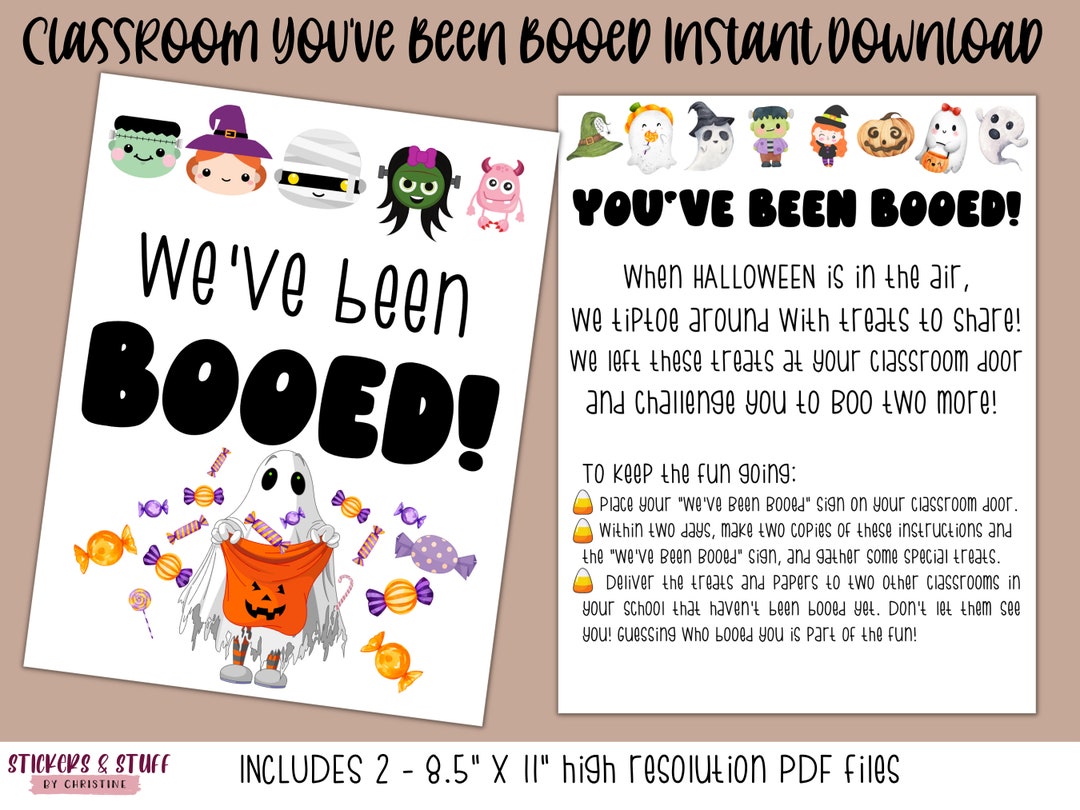 Classroom You've Been Booed Printable, Halloween Classroom Game, School ...