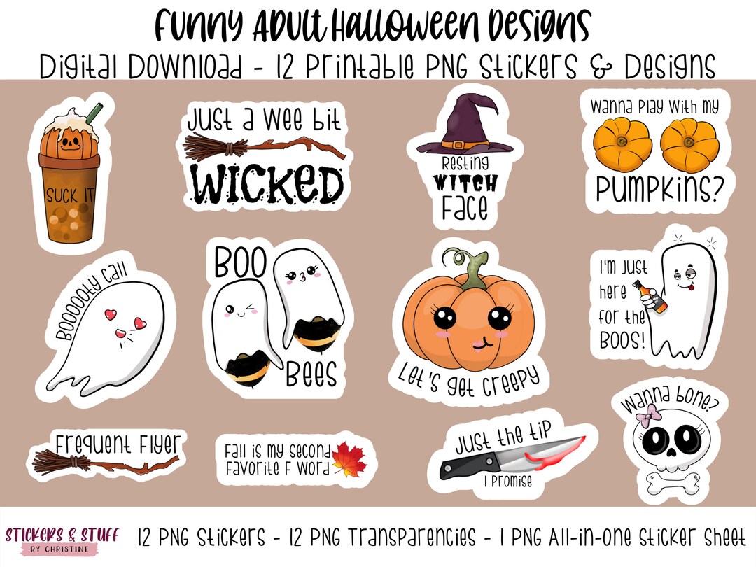 Funny Adult Halloween PNG Printable Design Bundle, Printable Mature ...