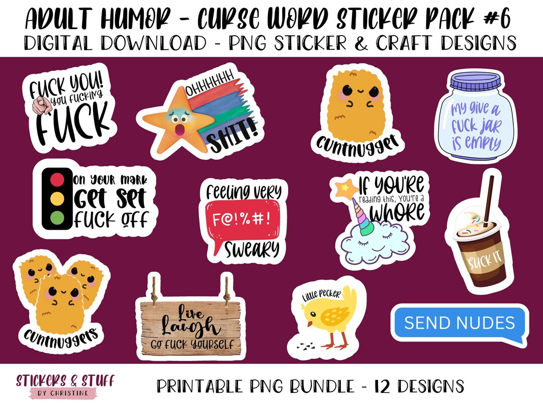 Curse Word Sticker Bundle: Adult Humor PNG Files (digital Download) - Etsy