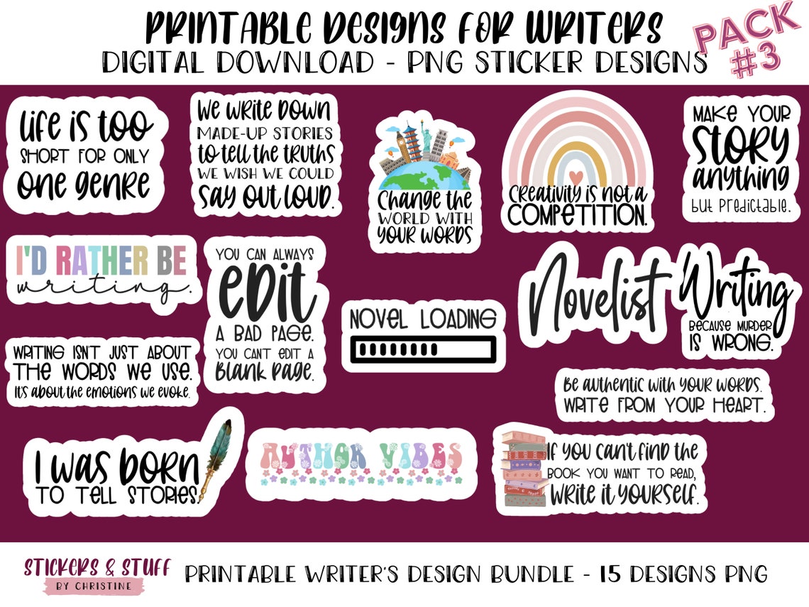 Printable PNG Designs for Writing Stickers Print and Cut PNG - Etsy