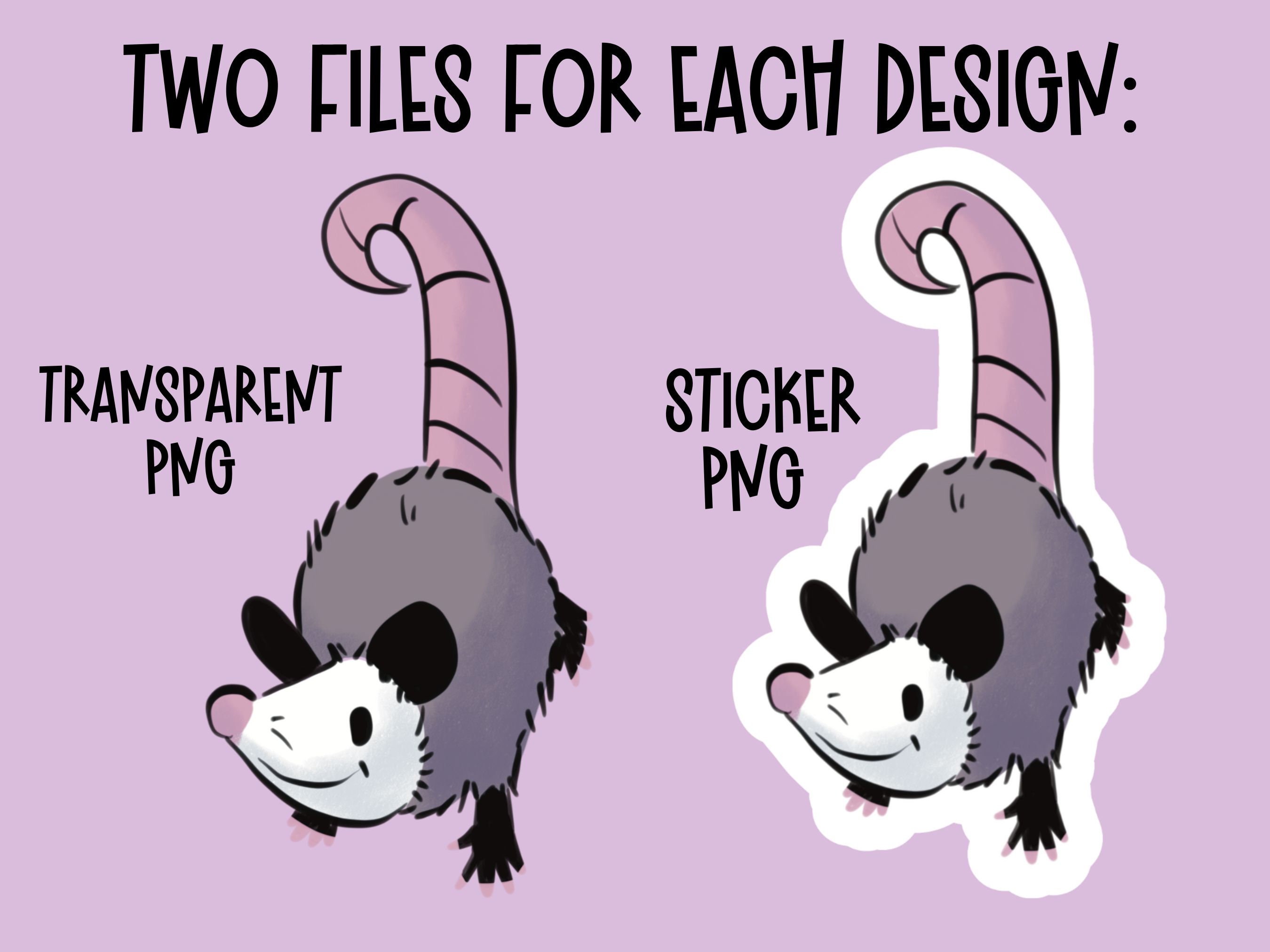 Possum Clip Art Sticker Designs: 10 Printable PNG Images (digital ...