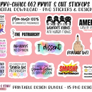Pro-choice Printable PNG Digital Sticker and Design Bundle, Women's ...