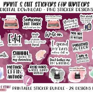 Printable Writing / Writer Stickers PNG Stickers for Print and Cut ...