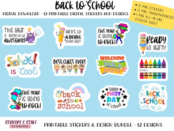Back to School Printable PNG Stickers and Designs for Teachers - Etsy