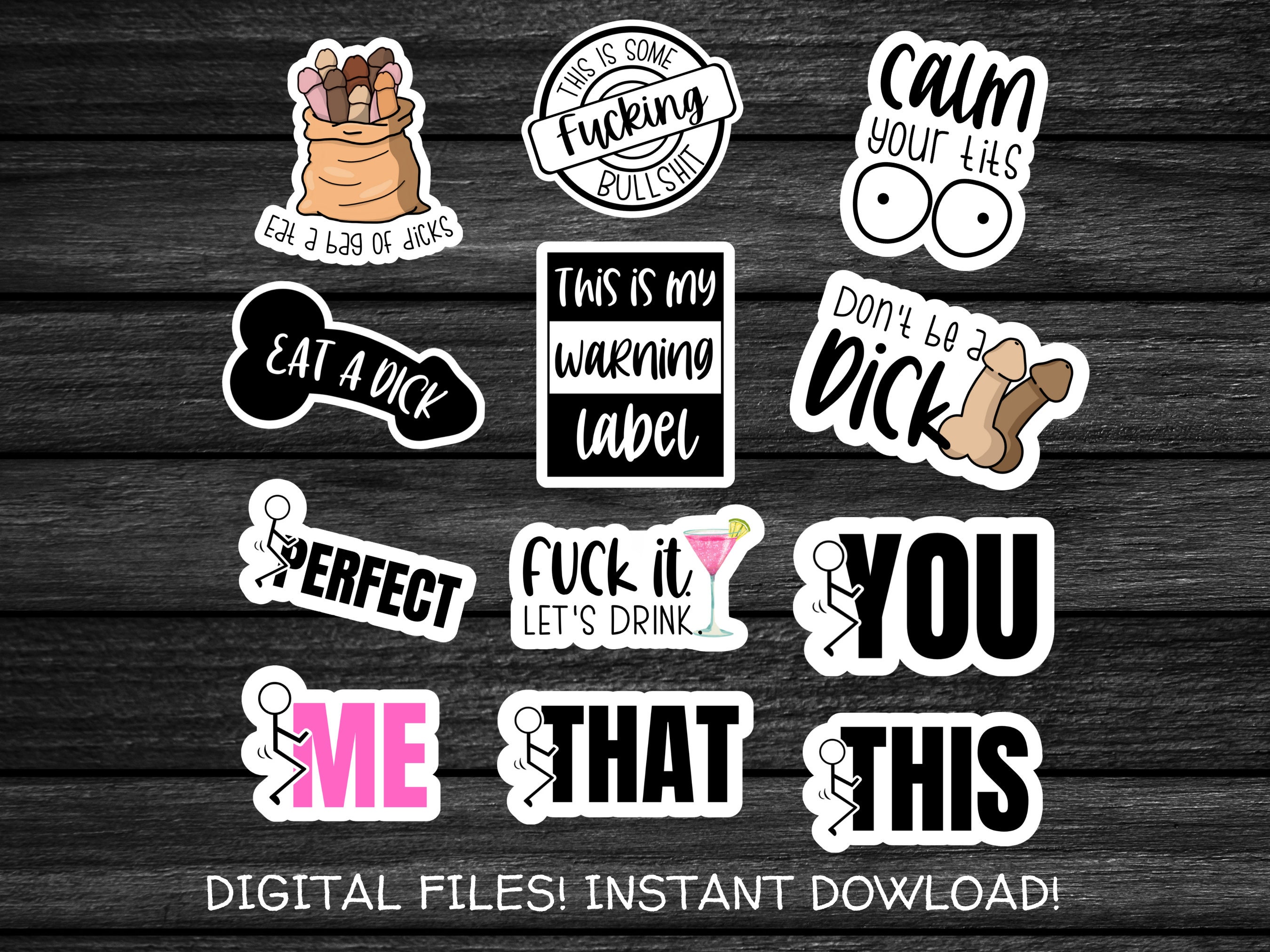 Adult Humor Swear Words PNG Design Bundle, Curse Word PNG Sticker and ...