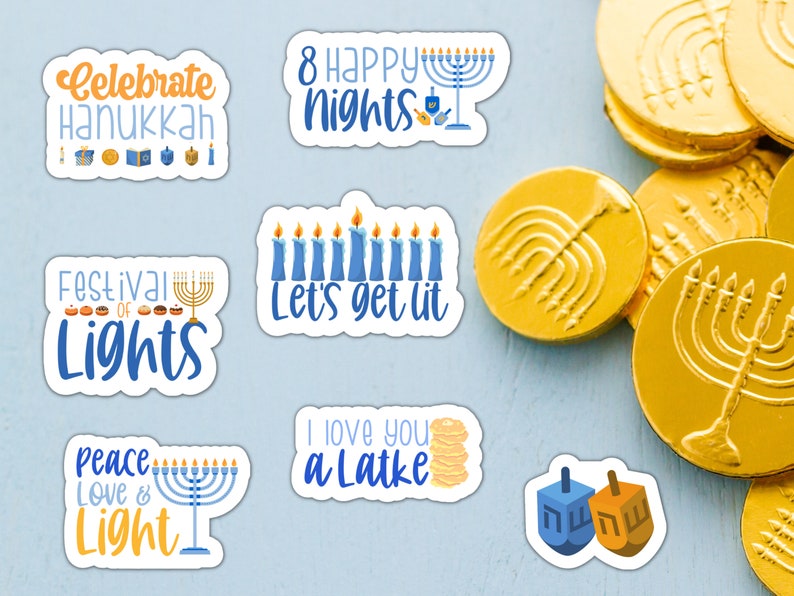 Printable PNG Hanukkah Sticker Bundle Digital Menorah - Etsy