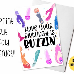 Printable Adult Birthday Card for Her: Buzzin' Design (digital Download ...