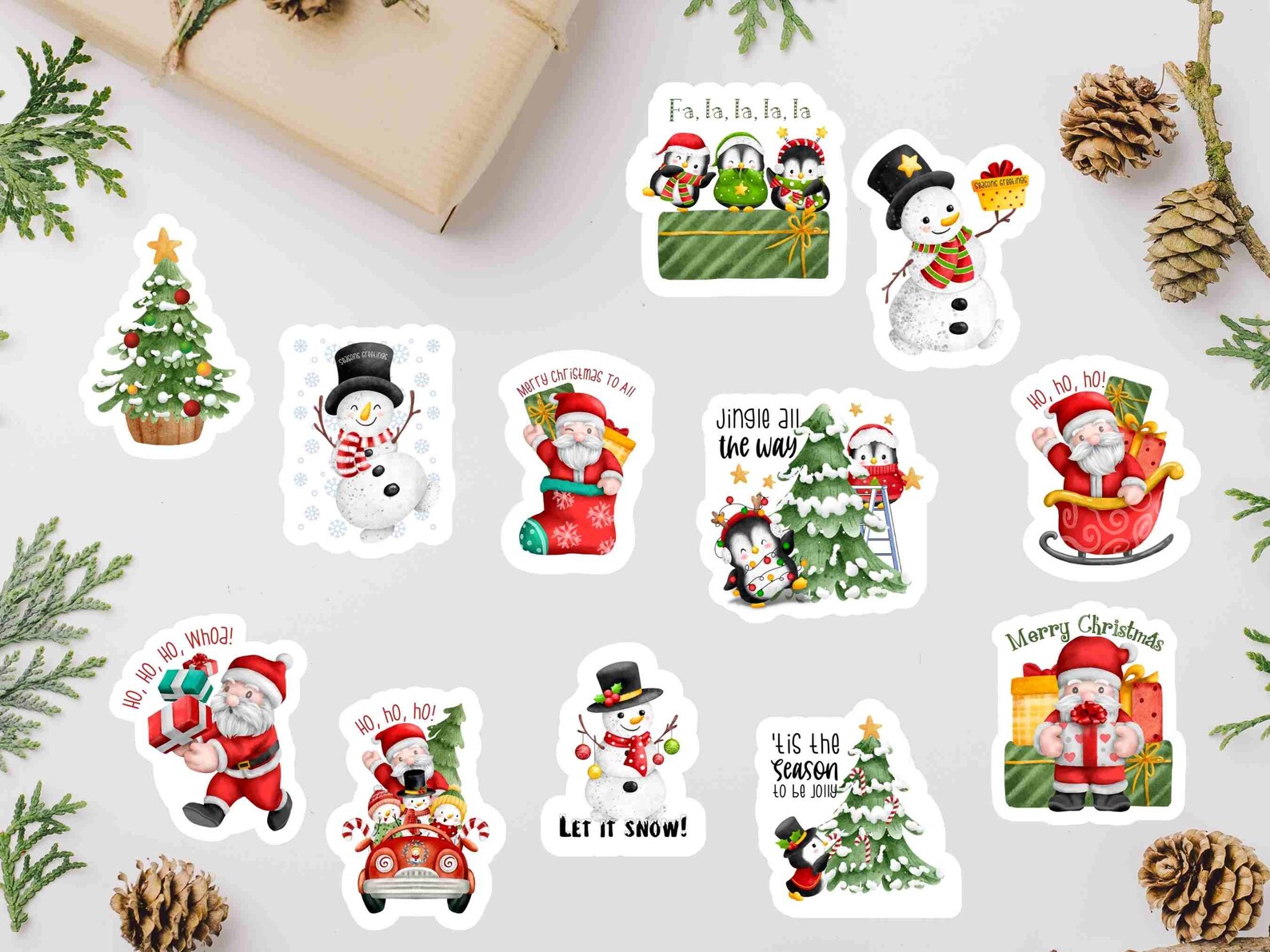 Printable PNG Christmas Sticker Bundle 3 Digital Christmas - Etsy