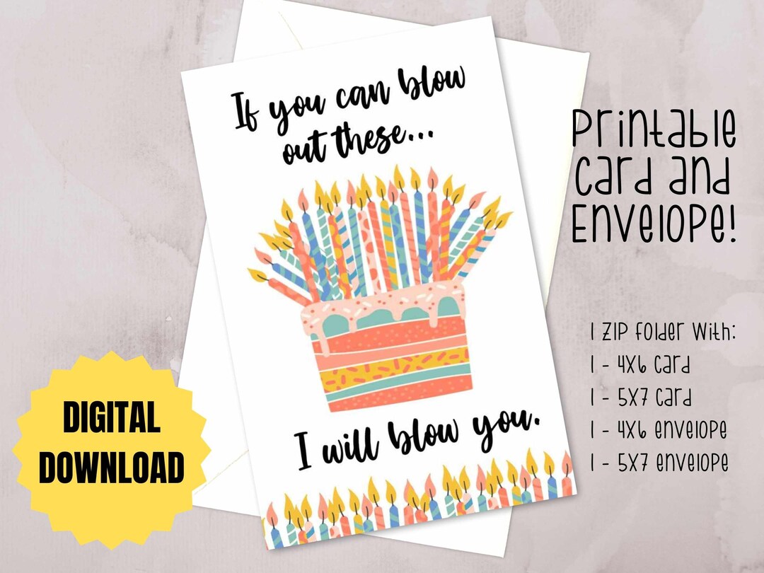 Printable Adult Birthday Card, Instant Digital Download Greeting Card ...