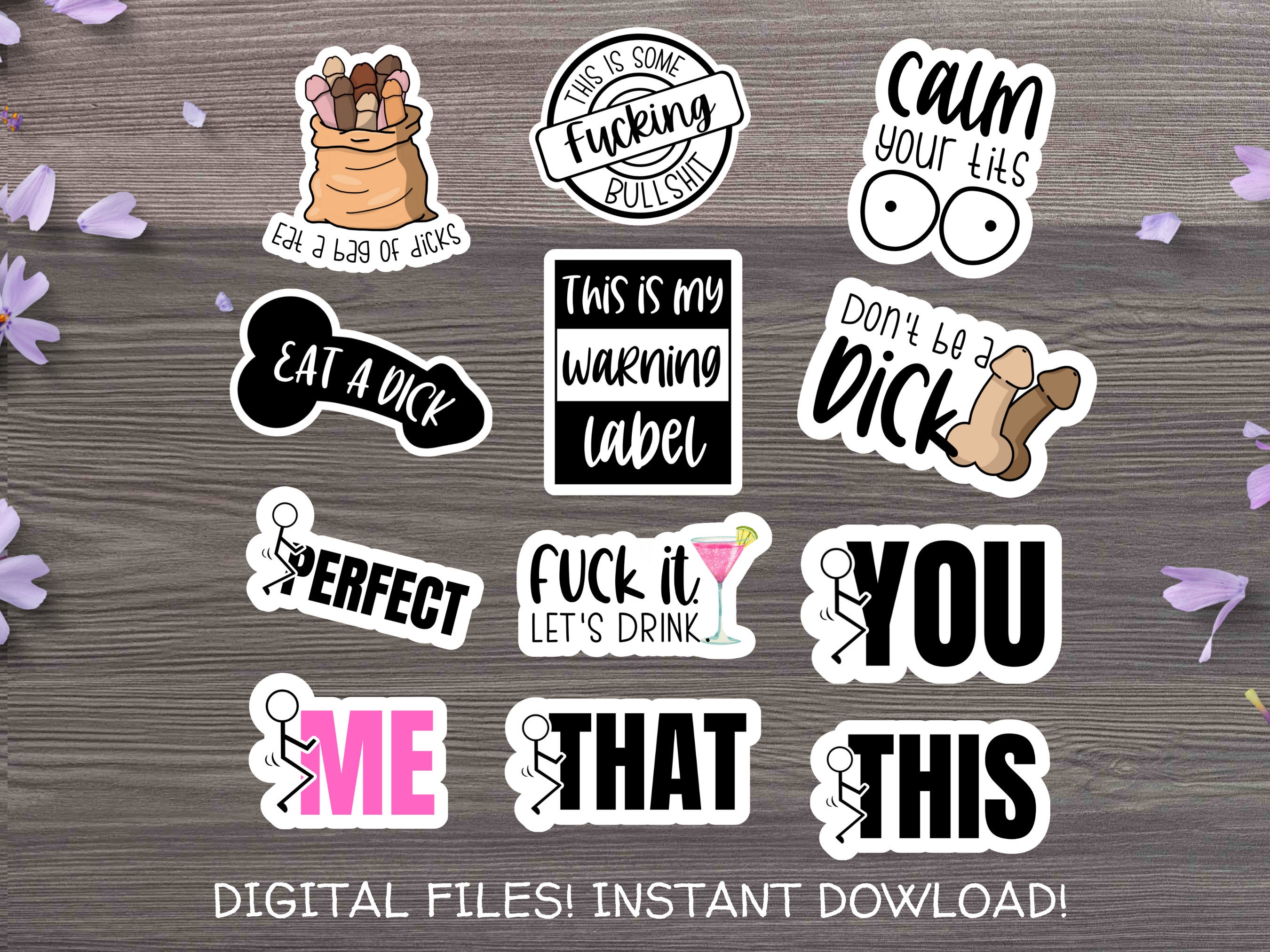Adult Humor Swear Words PNG Design Bundle, Curse Word PNG Sticker and ...