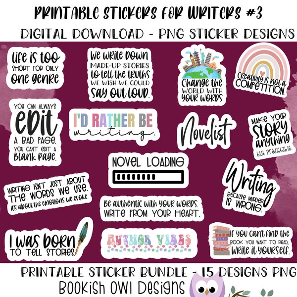 Writer Stickers - Etsy