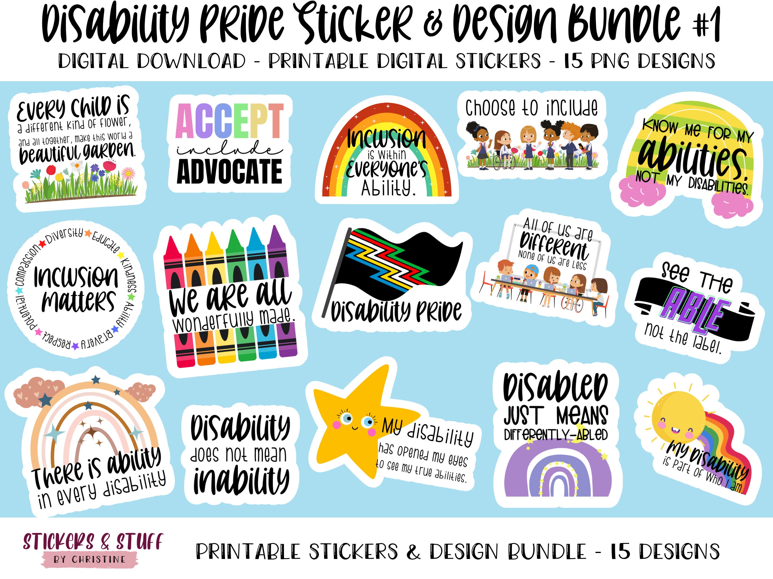 Disability Pride Sticker and Design Bundle 1 Printable - Etsy