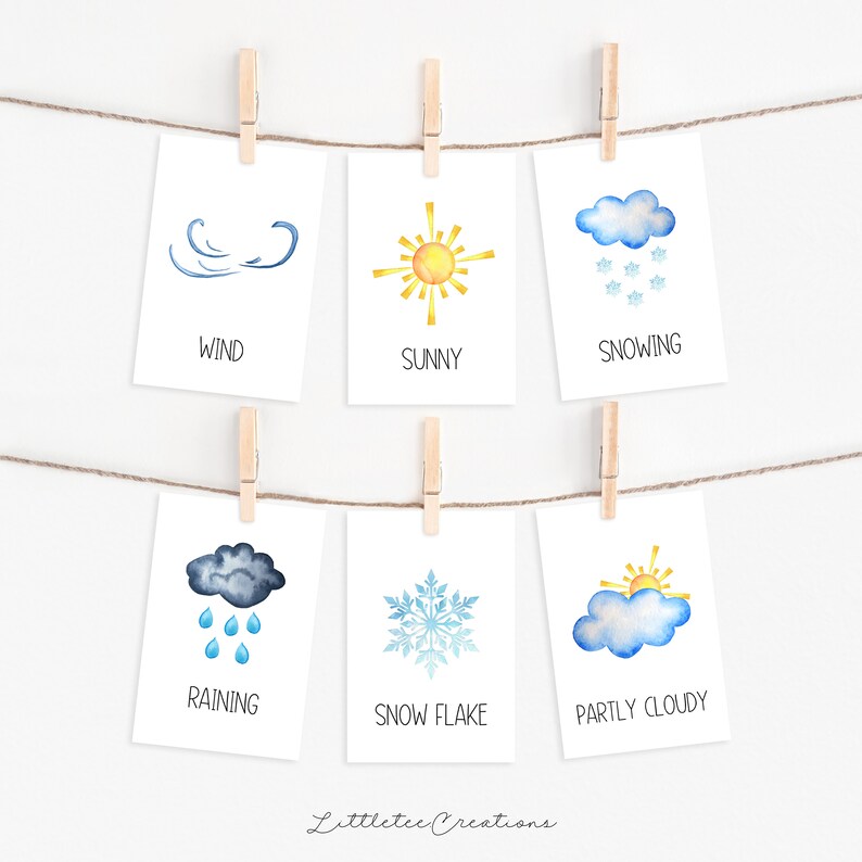 16 Weather Flashcard PNG Printables, Instant Download Weather ...