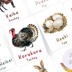 Farm Animals in Maori & English Flashcards Instant Digital | Etsy