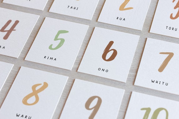 Number Flashcards in Maori Learn to Count to Ten PNG Instant - Etsy
