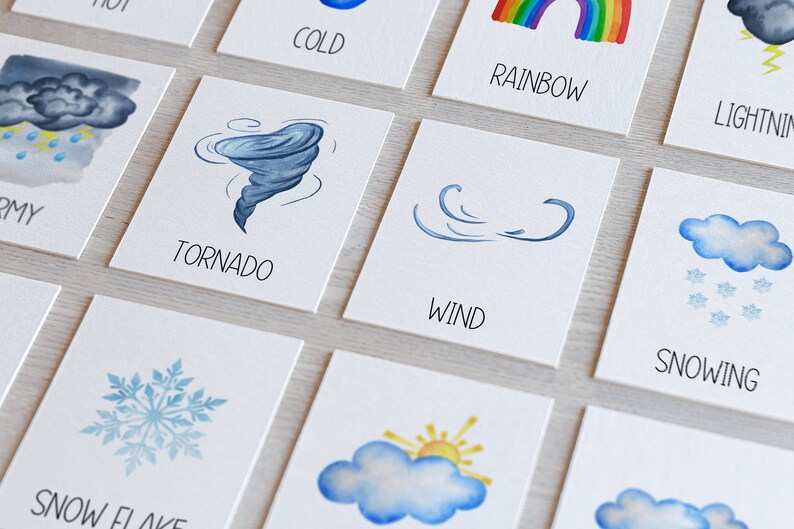 16 Weather Flashcard PNG Printables Instant Download Weather | Etsy