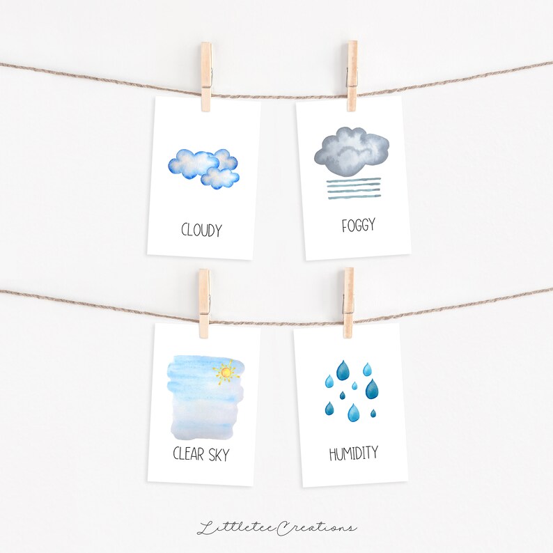 16 Weather Flashcard PNG Printables Instant Download Weather | Etsy