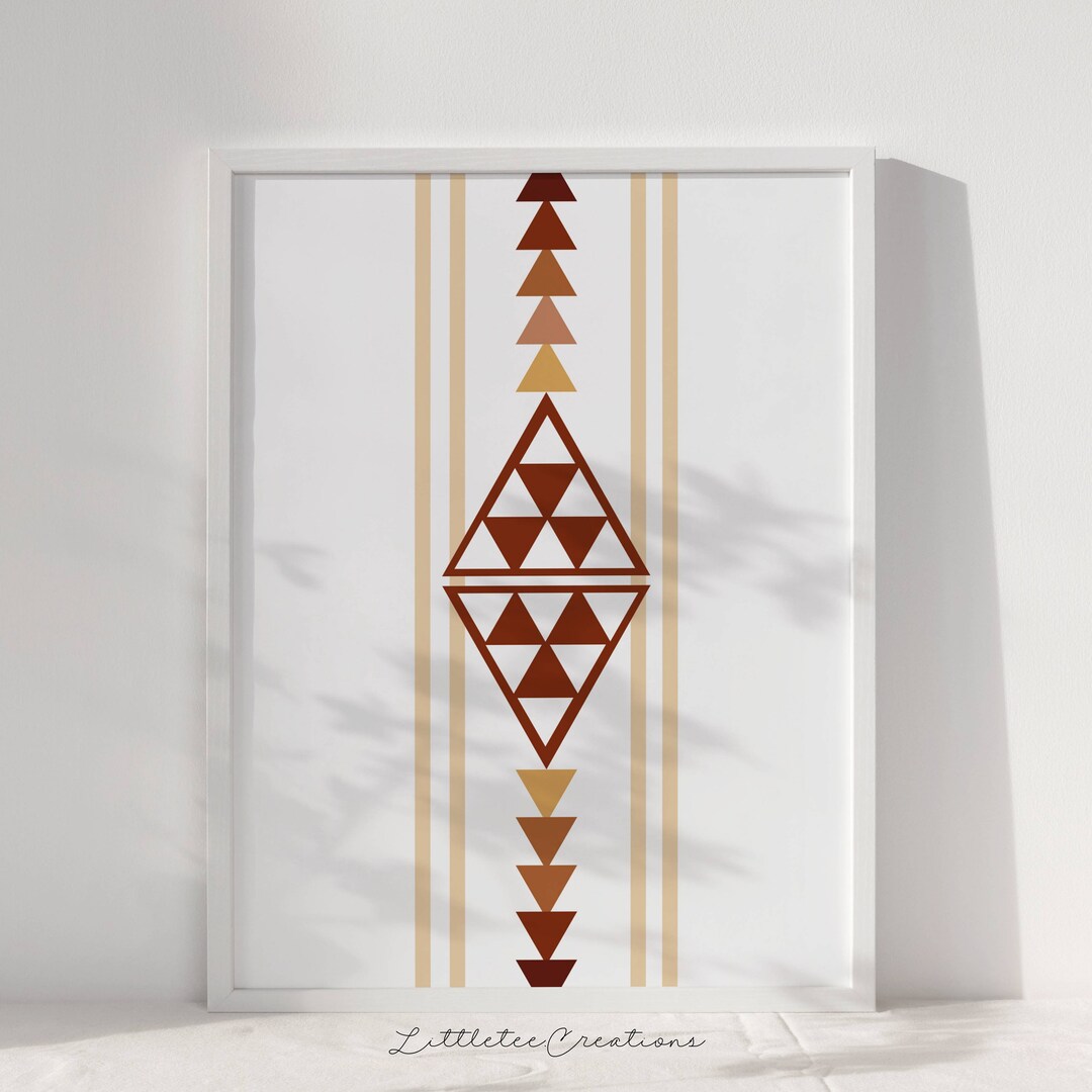 Watercolor Maaori Tukutuku Panel in Brown Printable Posters, Instant ...