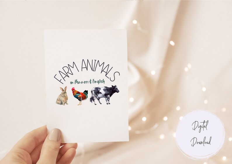 Farm Animals in Maori & English Flashcards Instant Digital | Etsy