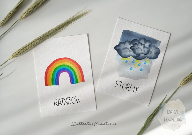 16 Weather Flashcard PNG Printables, Instant Download Weather ...