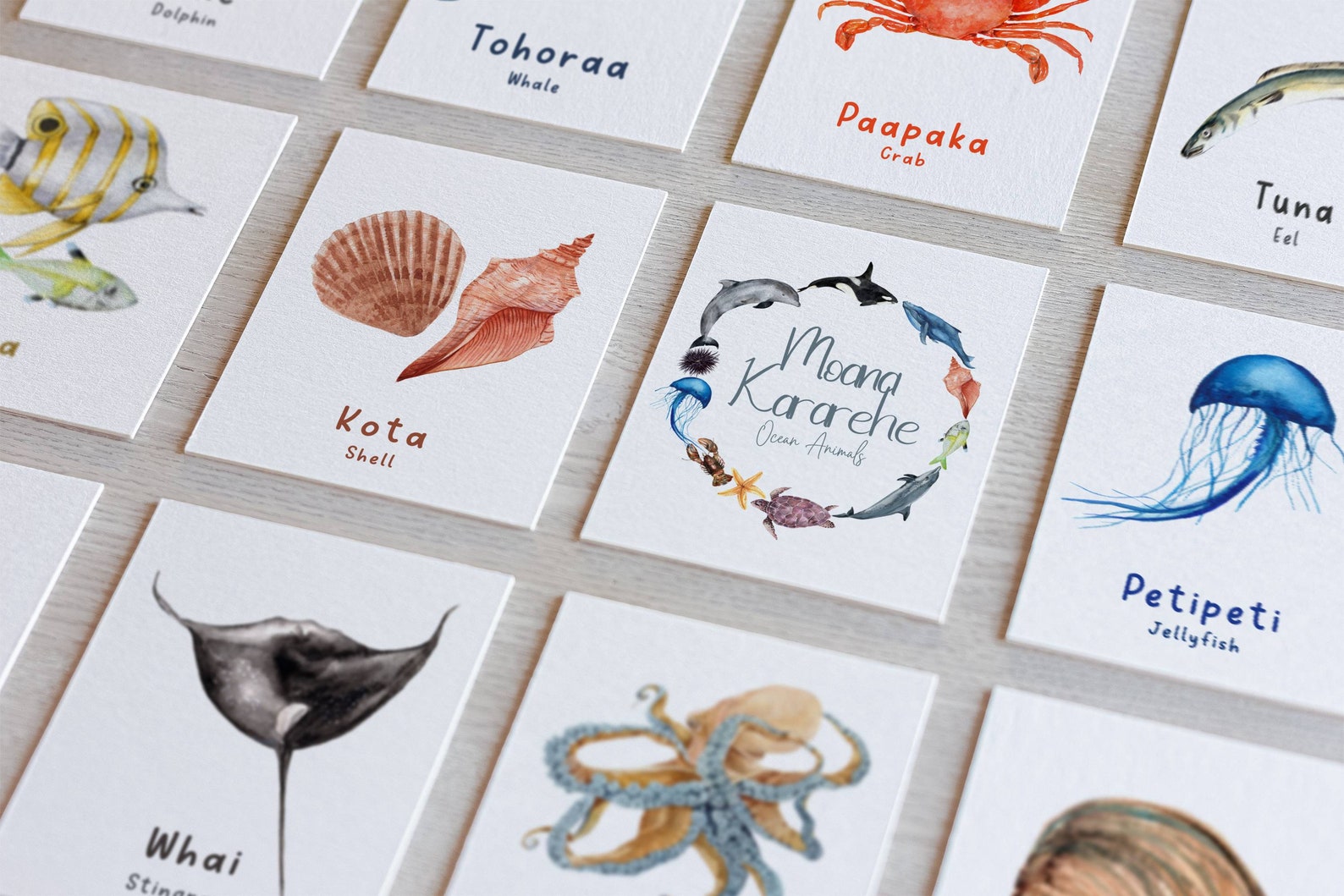 Ocean Animals in Maori & English Flashcards, Instant Digital Download ...