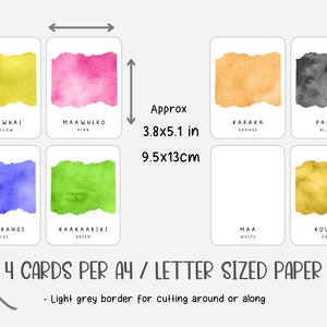 Watercolor Color Flashcards in Maori & English, Set of 12 Instant PNG ...