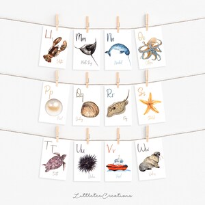 ABC Ocean Flashcards, Instant Digital Download, PNG Printable, Little ...