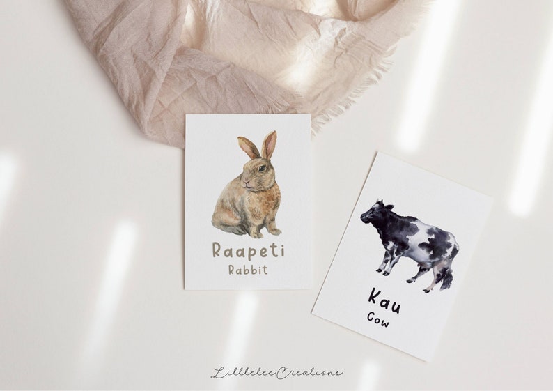 Farm Animals in Maori & English Flashcards, Instant Digital Download ...