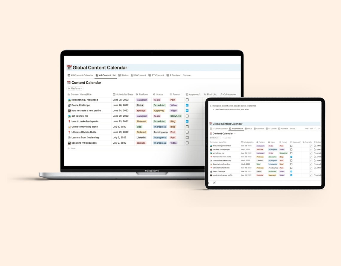 Notion Template Social Media Content Calendar Hub Content Calendar ...