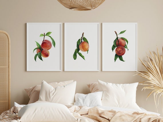 Fruits Set of 3 Watercolor Peaches Peaches Fruit Posters - Etsy