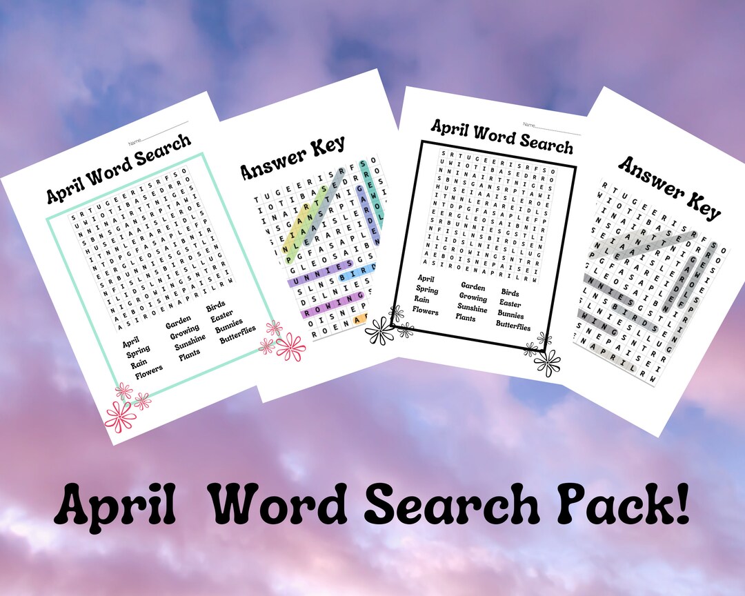 April Word Search Pack! - Etsy