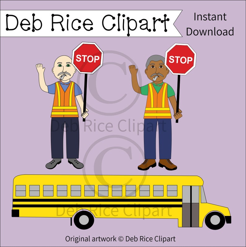 School Buses & Crossing Guards Clipart Crossing Guards Kids - Etsy