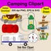 Camping Clipart - Campfire, Popup Camper, Tent, S'mores, PNG, EPS, SVG ...